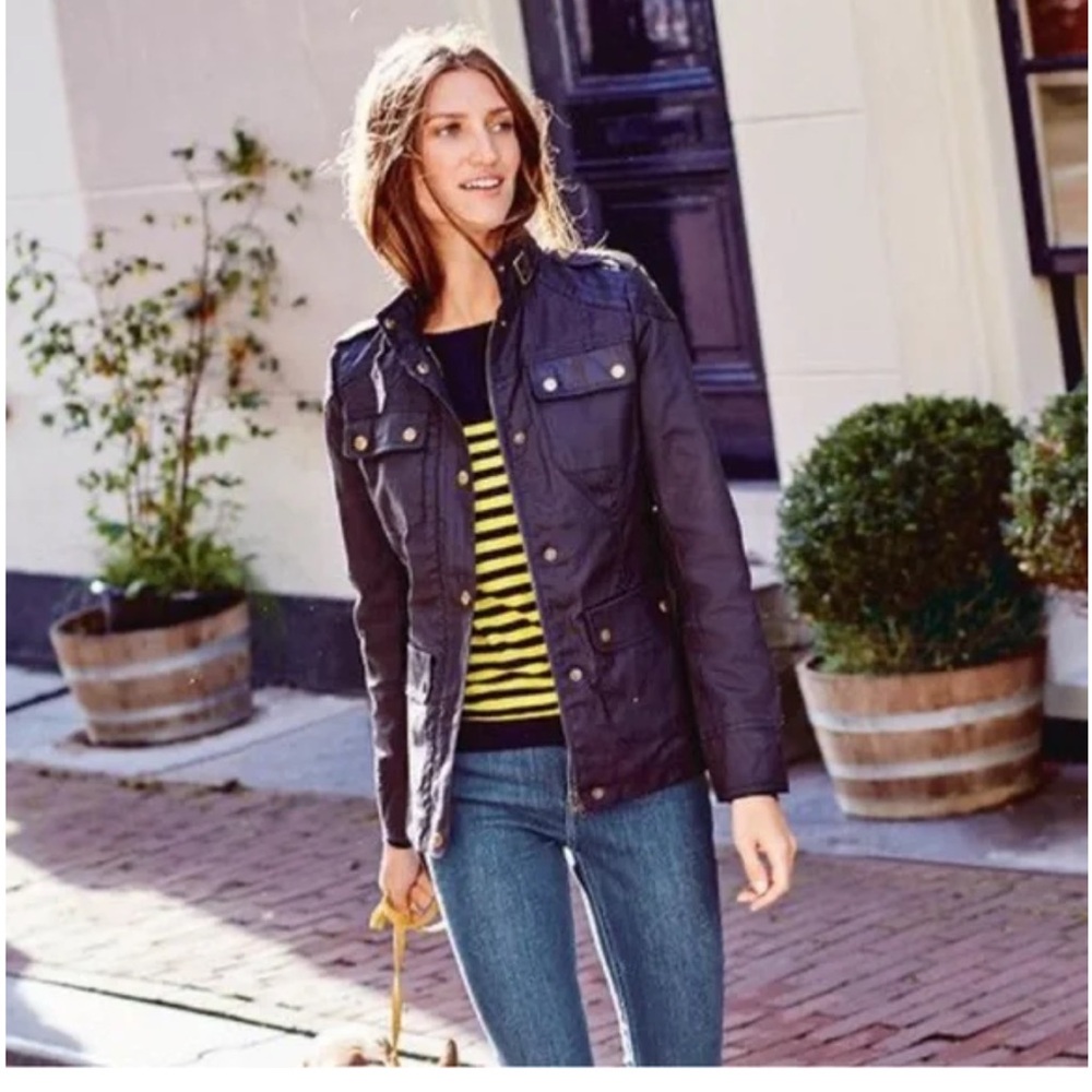 Boden Field Jacket Waxed Fitted Coat Size 10 Plaid Li… - Gem